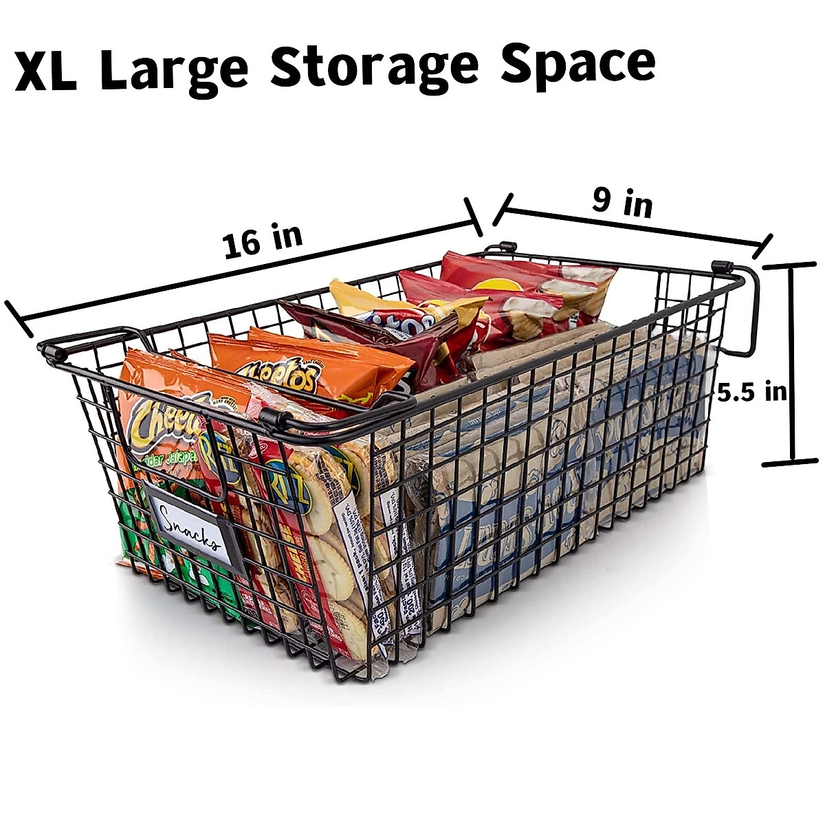 4 Pack Stackable Wire Storage Baskets With Handles,For Kitchen, Bathroom, Cabinets, Cupboards, Counter Top, Freezer & Pantry Organizer Bins, For Snacks, Drinks, Potatoes, Onions, Meat