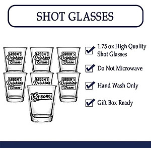 Veracco Groom and Groom's Drinking Team Bachelor Party Wedding Favors Gift For Groom Groomsmans Proposal Shot Glasses (Clear, 7)