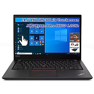 Lenovo ThinkPad T14 Gen 2 Light Laptop, 14.0" FHD IPS Touchscreen 300nits, AMD Ryzen 5 Pro 5650U, Wi-Fi 6 , USB-C, AMD Radeon Graphics, Backlit KB, Win10 Pro, w/Accessories (16GB RAM | 512GB PCIe SSD)