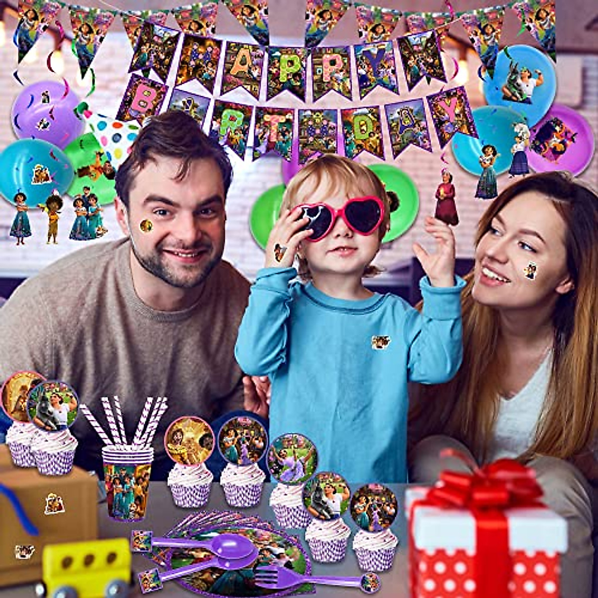 286 PCS Birthday Party Supplies for 20 Guests, Birthday Decorations included Happy Birthday Banner, Pennants, Balloons, Hanging Swirls, Invitation Cards, Tableware, Cake Toppers