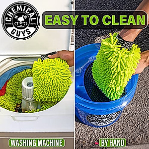 Chemical Guys MIC493 Chenille Premium Scratch-Free Microfiber Wash Mitt, Lime Green, 9.6" x 2.3" x 7"