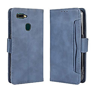 Snow Color COBYU020797 Case for Oppo A5S/A7 Leather Flip Case for Bumper Protective Magnetic Card Slot for Oppo A5S (AX5S) / A7 (AX7) - Blue