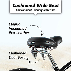 Tracer Taha 26 in Hybrid Beach Cruiser 7 Speed Steel Frame Men's Bicycle, Black