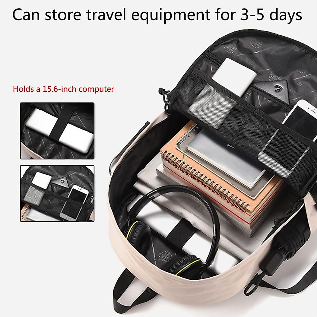 Sqodok Backpack for Teen Boy Girls, Cute Casual Backpack with USB Charging Port, Lightweight Bookbag 15.6'' Laptop Backpack for Middle School High School, Travel Back Pack with Pencil Case, Black