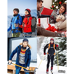 6 Pack Winter Beanie Hat Scarf Set Stylish Knit Skull Caps for Men Women Fleece Thick Lined Neck Warmer, 6 Colors