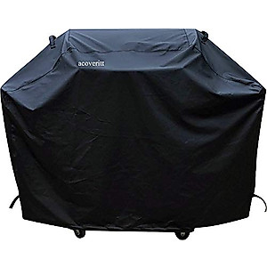 a1cover Grill Cover, Heavy Duty Waterproof Barbeque Grill Covers Fits Weber, Holland, Jenn Air, Brinkman, Char Broil, Medium 58" Included Grill Mat（Black