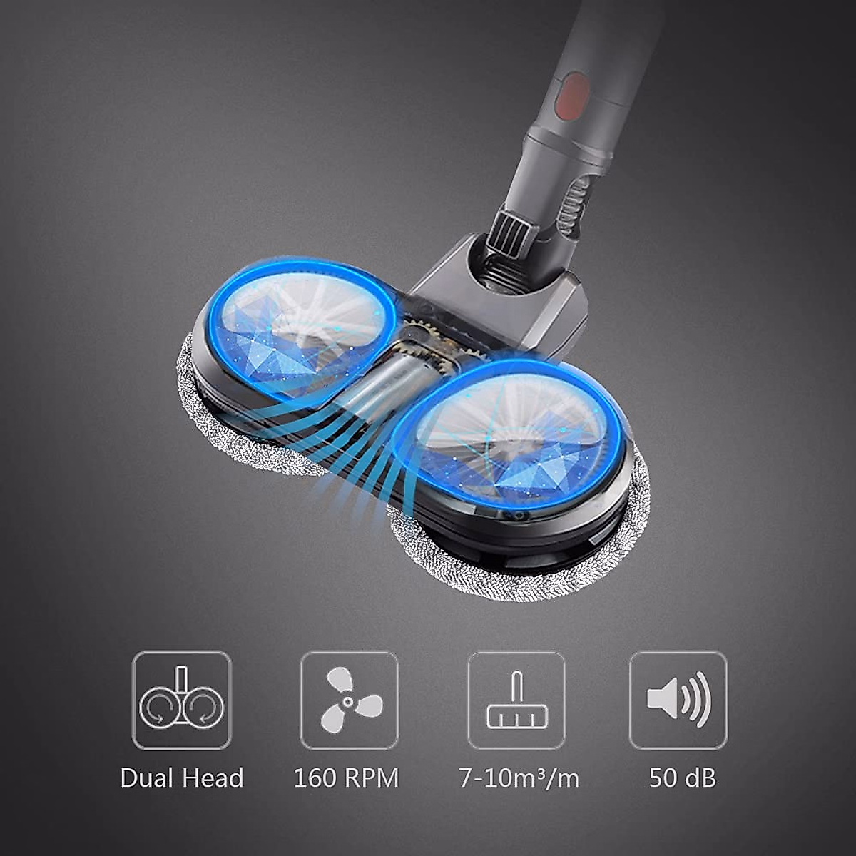 DrRobor Electric Mop Head Attachment for Dyson V15 V11 V10 V8 V7 Vacuum Cleaner with Removable Water Tank, 12 Washable Mop Pads