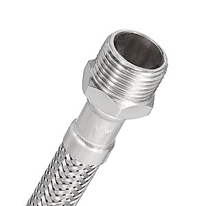 uxcell 12 Inch Long Faucet Supply Line Connector, 2pcs G3/8 Female Compression Thread x G3/8 Male Connector Straight Thread 304 Stainless Steel Water Supply Hose Line