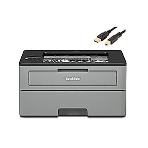 Brother HL-L23 Series Compact Monochrome Laser Printer, Print - Copy - Scan, 26 ppm, 250-sheet, Wireless I Mobile Printing, Duplex Printing, Auto 2-Sided Printing, with MTC Printer Cable