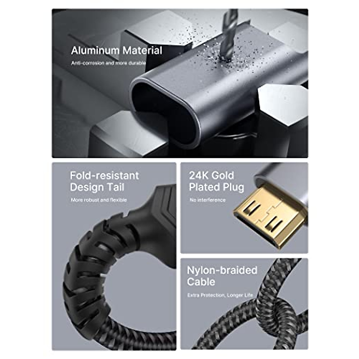 Mini HDMI to HDMI Adapter, JSAUX Mini HDMI Male to HDMI Female Cable with 4K 60Hz HDR 3D 18Gbps Dolby, Compatible For DSLR,Camcorder,Graphics Card,Raspberry Pi Zero W,Laptop,Tablet,HDTV,Projector,Grey