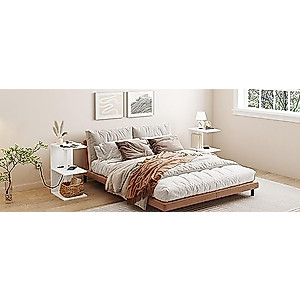 Yusong End Table with Charging Station, Narrow Side Tables for Small Spaces with USB Ports & Outlets Skinny Nightstand Bedside Sofa Couch Side Slim 3 Shelf Night Stand for Living Room, Bedroom,White