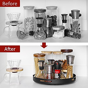 FORSPACELESS Iron Lazy Susan Organizer Turntable 13-Inch, Pantry Lazy Susan for Cabinet,Spice Rack for Kitchen,Black…