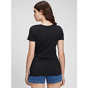 GAP Womens Favorite V-Neck T-Shirt T Shirt, True Black 2 Pack, Large US