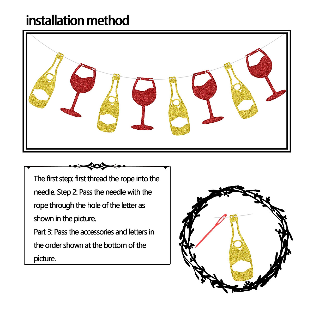 Wine Banner Gold Red Glitter, Wine Time Banner, Wine Tasting Party Decorations, Whisky Birthday Banner, Wine Tasting Party Supplies, Wine Bachelorette Party Decorations