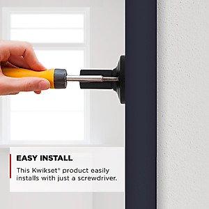 Kwikset Henley Interior Privacy Door Handle with Lock, Door Lever For Bathroom and Bedroom, Matte Black Reversible Keyless Turn Lock, with Microban Protection