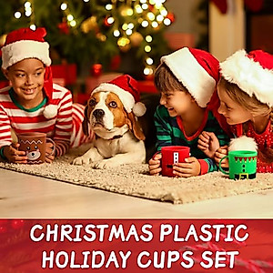 Yaomiao 24 Pcs Christmas Mugs Set Christmas Santa Elf Snowman Elk Mugs Christmas Mugs for Kids Christmas Plastic Mug Bulk 8 oz Christmas Cups Christmas Gifts for Holiday Party Supplies, 4 Styles
