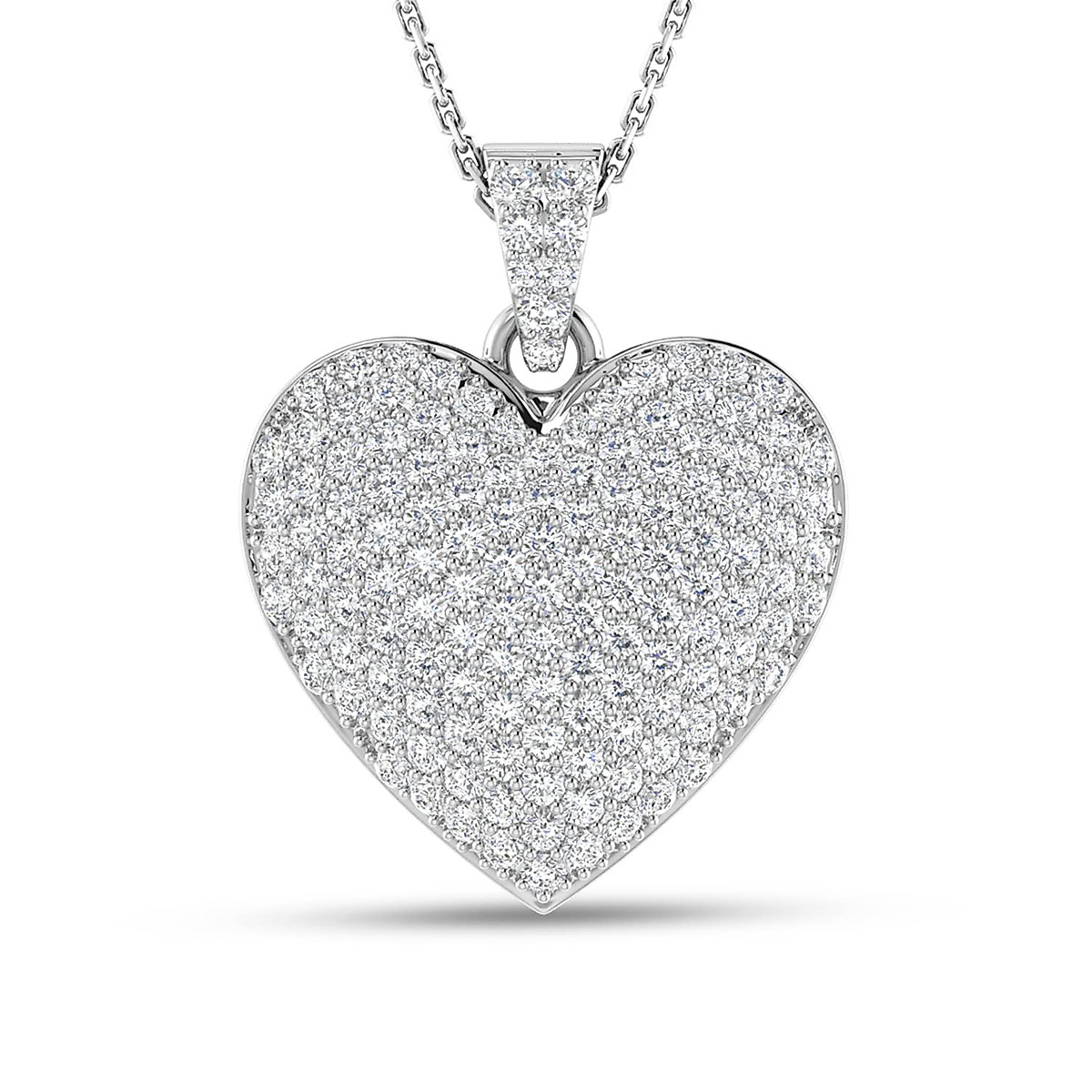 Jenelia Jewelers 1.25 to 3.00 CT. T.W. Cluster Diamond Heart Pendant Necklace for Women 925 Sterling Silver Gold Plated Cubic Zirconia Cz Jewelry (18" Free Silver Chain) (1.25 CT (Cluster Heart_3))