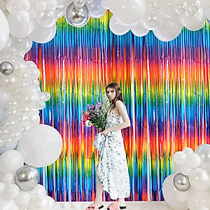 Fringe Curtains Party Decorations,Tinsel Foil Fringe Curtains Photo Booth Props for Birthday Wedding Engagement Bridal Shower Baby Shower Bachelorette Holiday Celebration Party Decorations 2 Packs