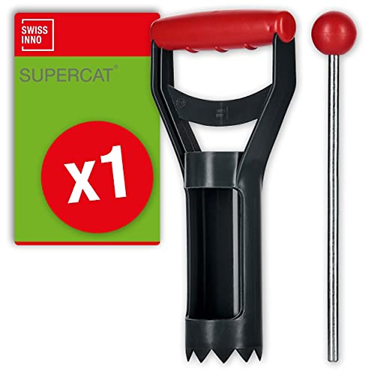 SWISSINNO Install Kit for Mole and Gopher Traps SuperCat. 25 cm Tunnel-locating Probe + Serrated-edge Cutter for 6 cm dia. hole. European Design, Easy to Use, Safe and Reusable. 2-piece Set x 1