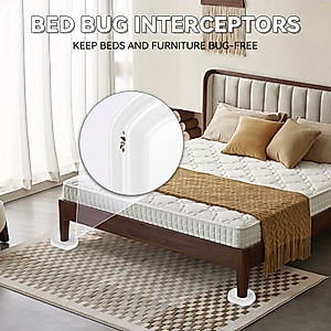 Bed Bug Interceptors | Bed Bug Interceptor Traps | Insect Trap, Monitor, and Detector for Bed Legs (White - 4 pcs)