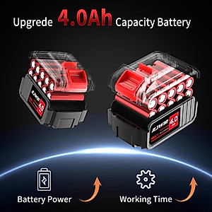 NAWIN 20V-cordless angle grinder 4-1/2'' cut off tool 2×4.0Ah Batteries & Charger,Max Brushless Motor 9000 RPM for Cutting, Grinding,Polishing（angle grinder variable speed）