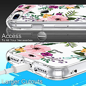 GiiKa iPhone 8 Plus Case, iPhone 7 Plus Case with Screen Protector, Clear Heavy Duty Protective Case Floral Girls Women Hard PC Case with TPU Bumper Cover Phone Case for iPhone 8 Plus, Small Flowers