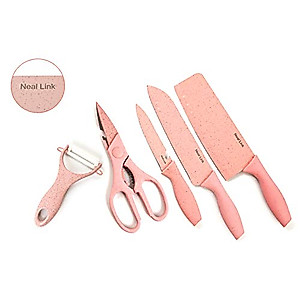 Neal LINK pink knife set with block-knife set pink kitchen accessories-knives set for Kitchen Peeler