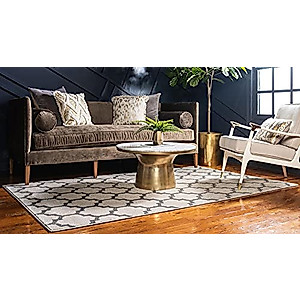 Unique Loom Trellis Collection Modern Morroccan Inspired with Lattice Design Area Rug, Rectangular 4' 1" x 6' 1", Beige and Gray/Gray