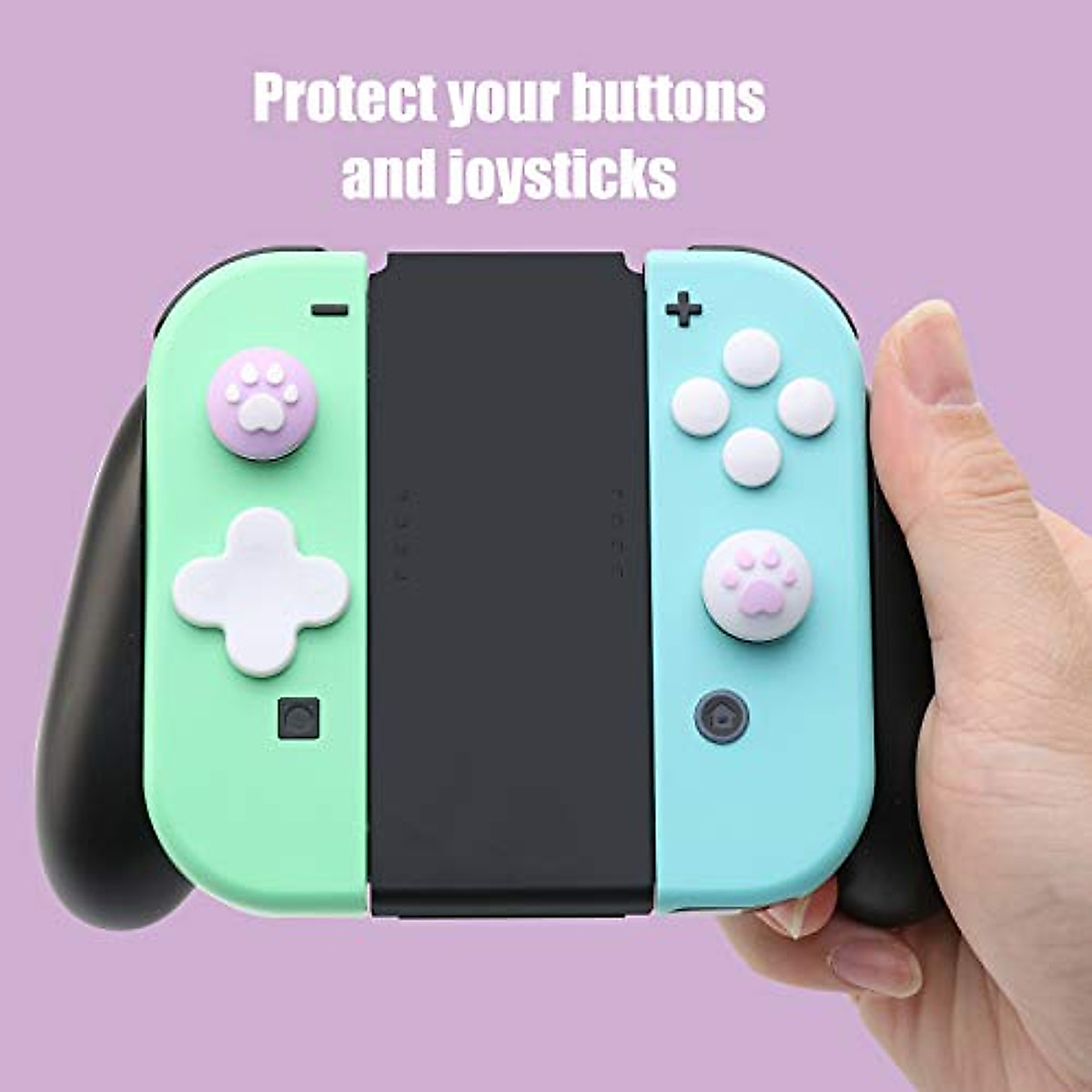 OLYGIVE D-Pad Button Cap Set for Nintendo Switch Joy-con, Switch Thumb Grip Caps, Nintendo Switch Purple Accessories