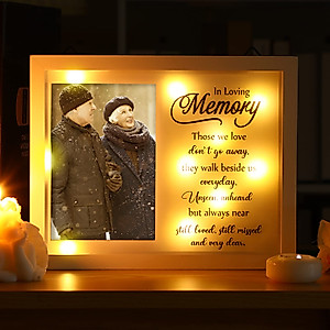 Karenhi Loving Memory Sympathy Gift Memorial Gift Sympathy Gift for Loss of Loved One 8" x 10" LED Memorial Shadow Photo Box Fits 6 x 4 in Pictures Photos