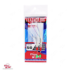 10pks Colors Fish WOW!® Fishing Feather Rig Rockfish Rigged Rock cod Lures Jigging Rig with 5/0 Two High-Carbon Steel Hooks