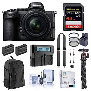 Nikon Z5 Full Frame Mirrorless Camera with 24-50mm Lens Bundle with 64GB SD Card, Backpack, 2 Extra Battery, Dual Charger, Neck Strap, Octopus Tripod, Filter Kit and Accessories