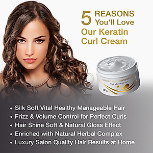 Vitamins Leave in Conditioner Cream - Indulgent Anti Frizz Conditioning for Curly Hair - Curl Defining Styling Detangler for Thick Coarse Natural Dry Damaged Hair (Keratin)