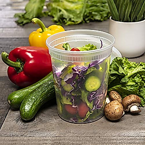 32-Ounce Clear Deli Containers with Lids | Stackable, BPA-Free Food Storage Container Set | Recyclable Space Saver Airtight Container for Kitchen Storage, Meal Prep, Take Out | 30 Pack