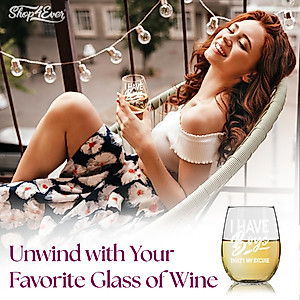 shop4ever I Have Boys That’s My Excuse Engraved Stemless Wine Glass 15 oz. Gift for Mom