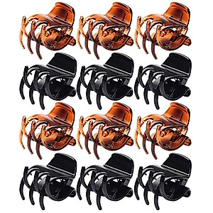 12 Pieces Medium Size Hair Claw Clamp 1.3 Inch No-Slip Grip Jaw Clips for Women and Girls Stocking Stuffers(Black and Brown)