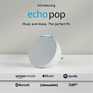 Echo Pop | Full sound compact smart speaker with Alexa - Glacier White + 4 months of Amazon Music Unlimited FREE