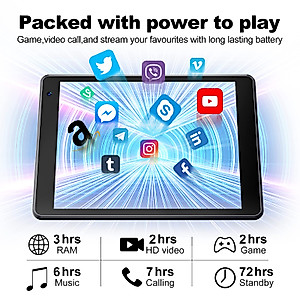 TJD Tablets Android, 7.5 Inch Tablet, 1440x1080 IPS Display, 2GB RAM 32GB ROM, 2MP+5MP Dual Camera, Quad-Core Processor, Wi-Fi Bluetooth Google Certified with Tablet Case