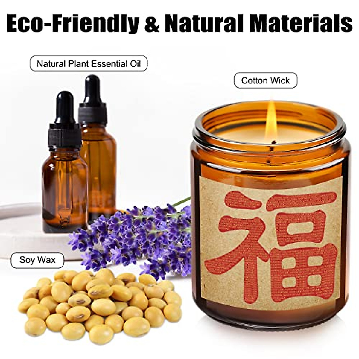 Gifts for Chinese Culture Lovers, Candle Gifts with Chinese Blessing Words, Friendship Jar Candle Gifts for Chinese Festival, Thank You Gifts for Friends, Funny Inspirational Gifts for Birthday