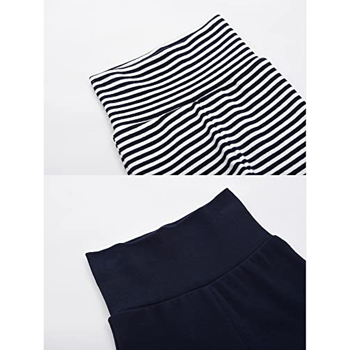 ACESTAR Newborn Baby Boys Girls 3-Pack Cotton High Waist Footed Pants 6-12 Months, Navy Blue