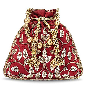 Aheli Indian Potli Bags for Women Evening Bag Clutch Ethnic Bride Purse with Drawstring