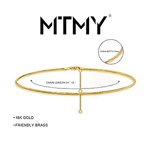MTMY Gold Snake Chain Choker Necklace,18K Gold Plated Dainty Herringbone Necklace Delicate Fashion Choker Necklace Jewelry for Women(1mm)