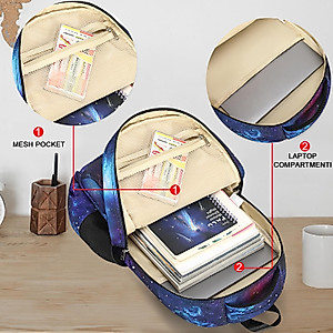 LEDAOU School Backpack Teen Boys Kids Bookbag Daypack School Bag (Baseball)