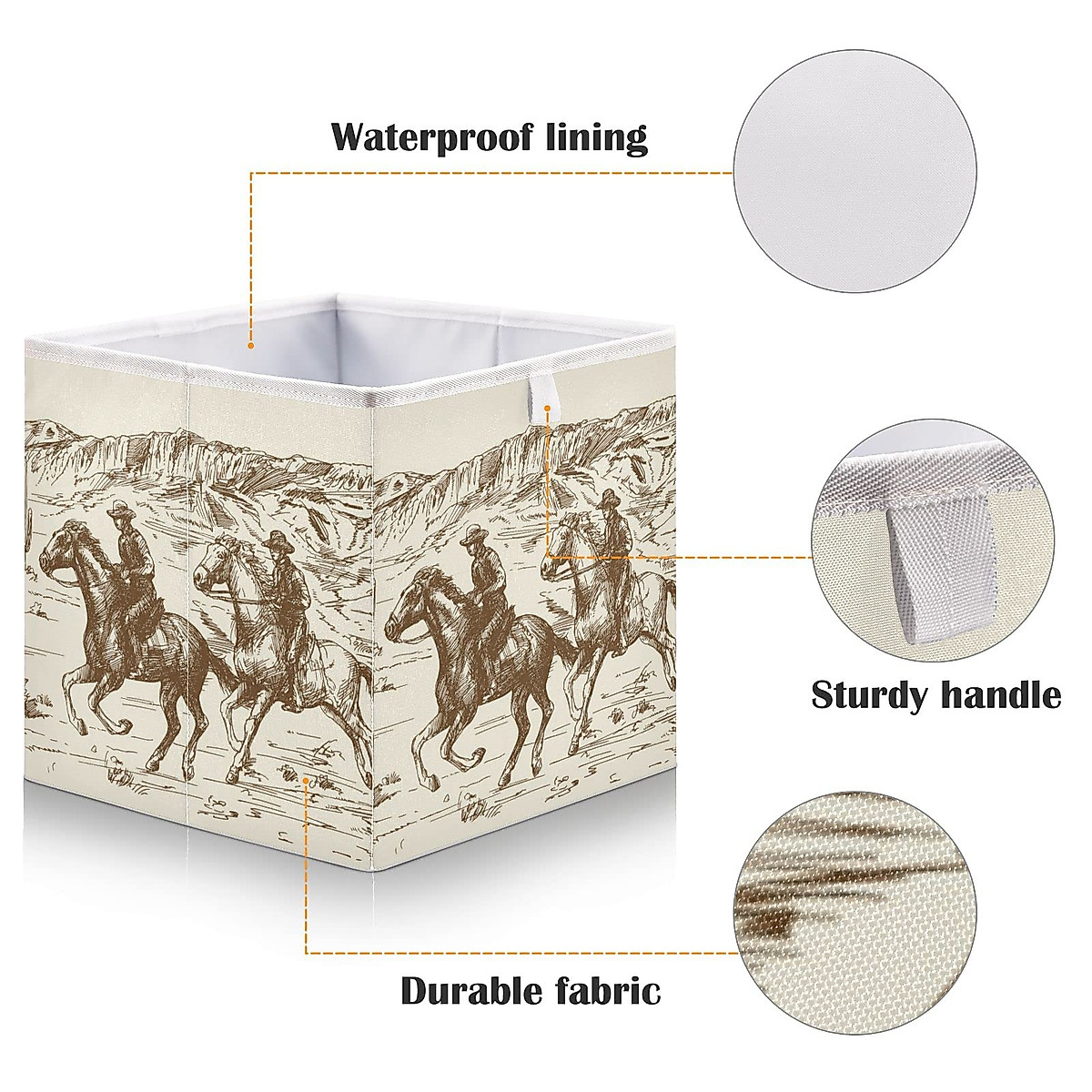 Kigai Storage Basket Western Desert Cowboy Foldable Storage Bin 11 X 11 X 11 Inches Cube Storage Baskets Box for Shelves Closet Laundry Nursery Bedroom Home Decor