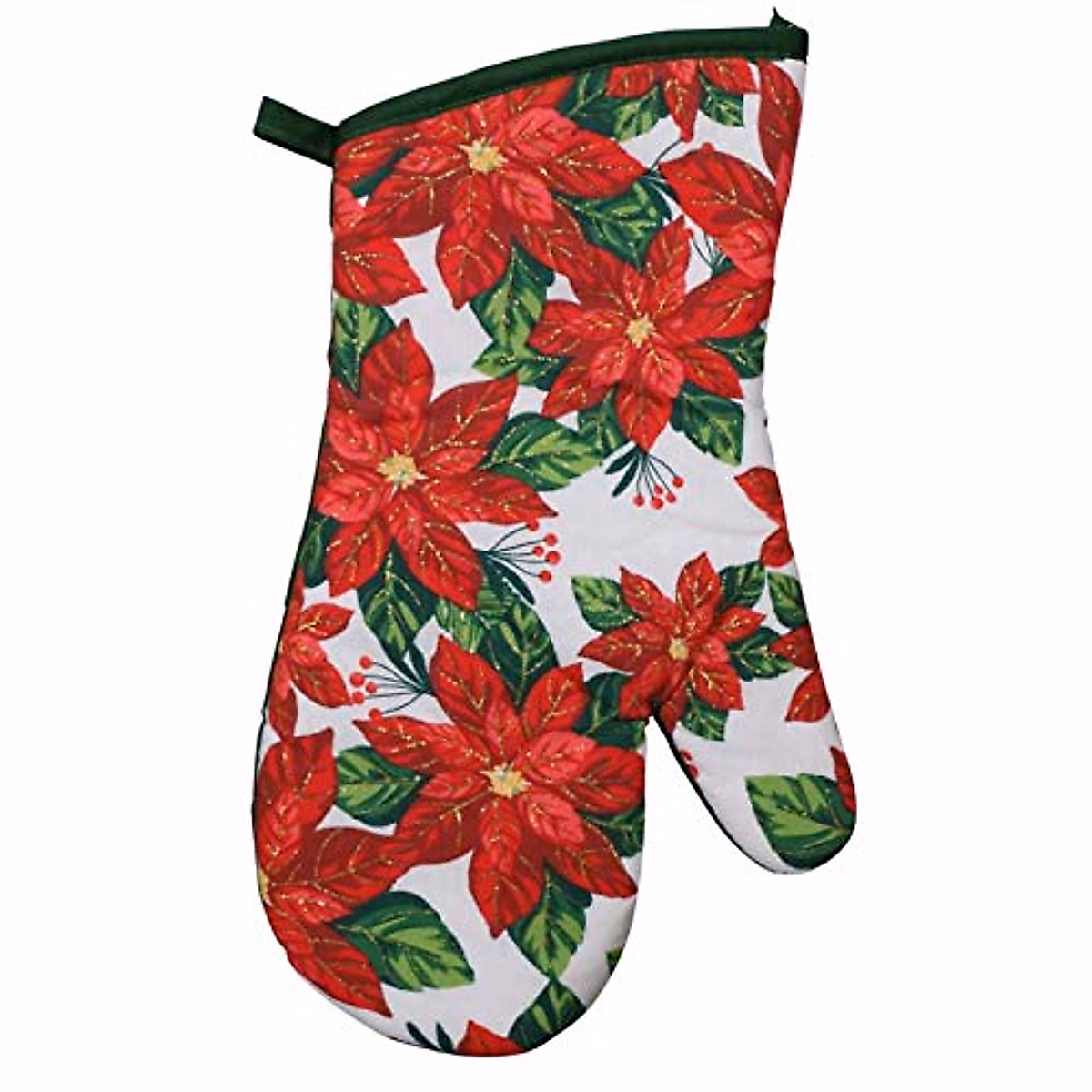 Poinsettia 5 Piece Christmas Kitchen Linen Bundle With 2 Dish Towels, 2 Potholders, and 1 Oven Mitt …