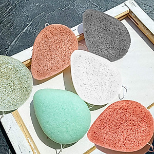6 Pack Natural Konjac Facial Sponges, findTop 6 Colors Konjac Facial Sponges for Gentle Face Cleansing and Exfoliation
