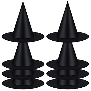 Tatuo 8 Pcs Halloween Hanging Witch Hats Decorations Witch Costume Black Hanging Wizard Hat Floating Porch Yard Decor(Simple)