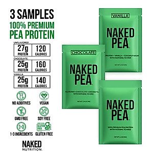 Naked Vegan Sample Pack Pea, Chocolate Pea, and Vanilla Pea