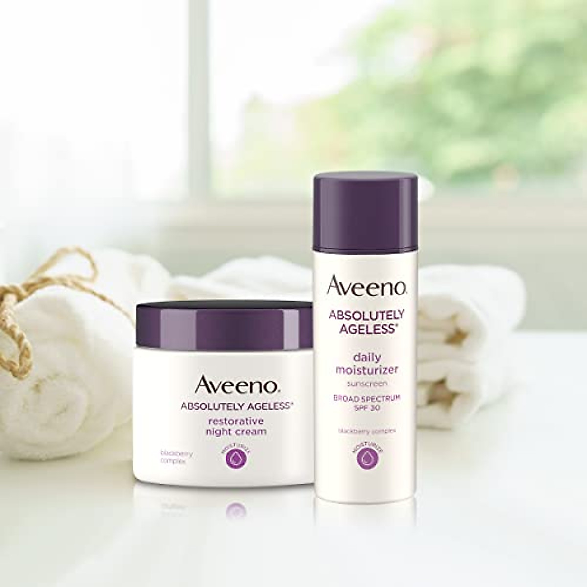 Aveeno Absolutely Ageless Restorative Night Cream Face & Neck Moisturizer with Antioxidant-Rich Blackberry Complex, Vitamin C & E, Hypoallergenic, Non-Greasy & Non-Comedogenic, 1.7 fl. oz