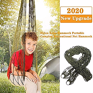 Upgraded Hanging Hammock Mesh Swing Seat, Portable Garden Outdoor Hammock, Fun Rope Pod Chair for Camping, Travel, Hiking and Backyard Relaxation, Easy to Hang and Comfortable, Fit Kids, Teens, Adults